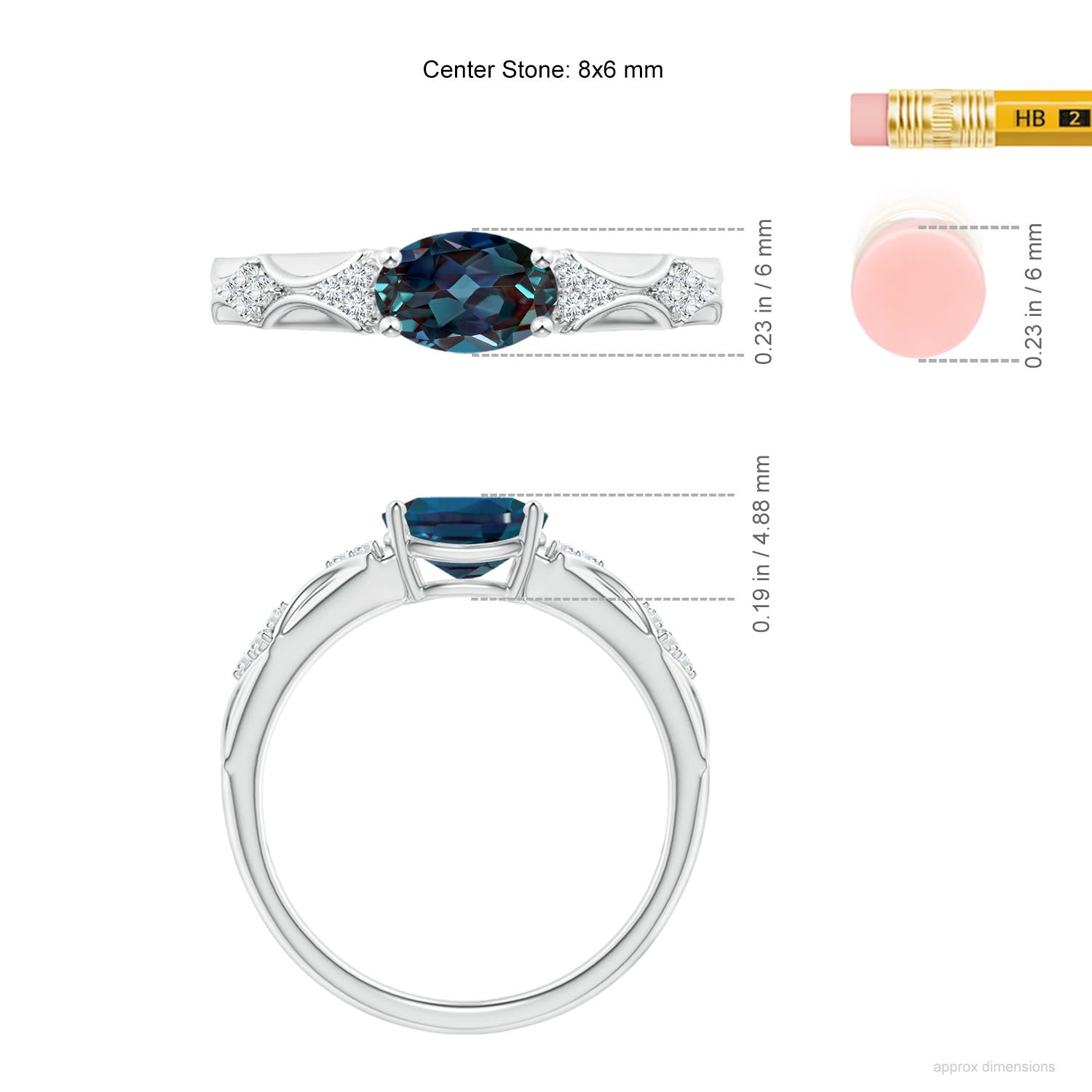 Oval Lab-Grown Alexandrite Vintage Style Ring with Diamond Accents