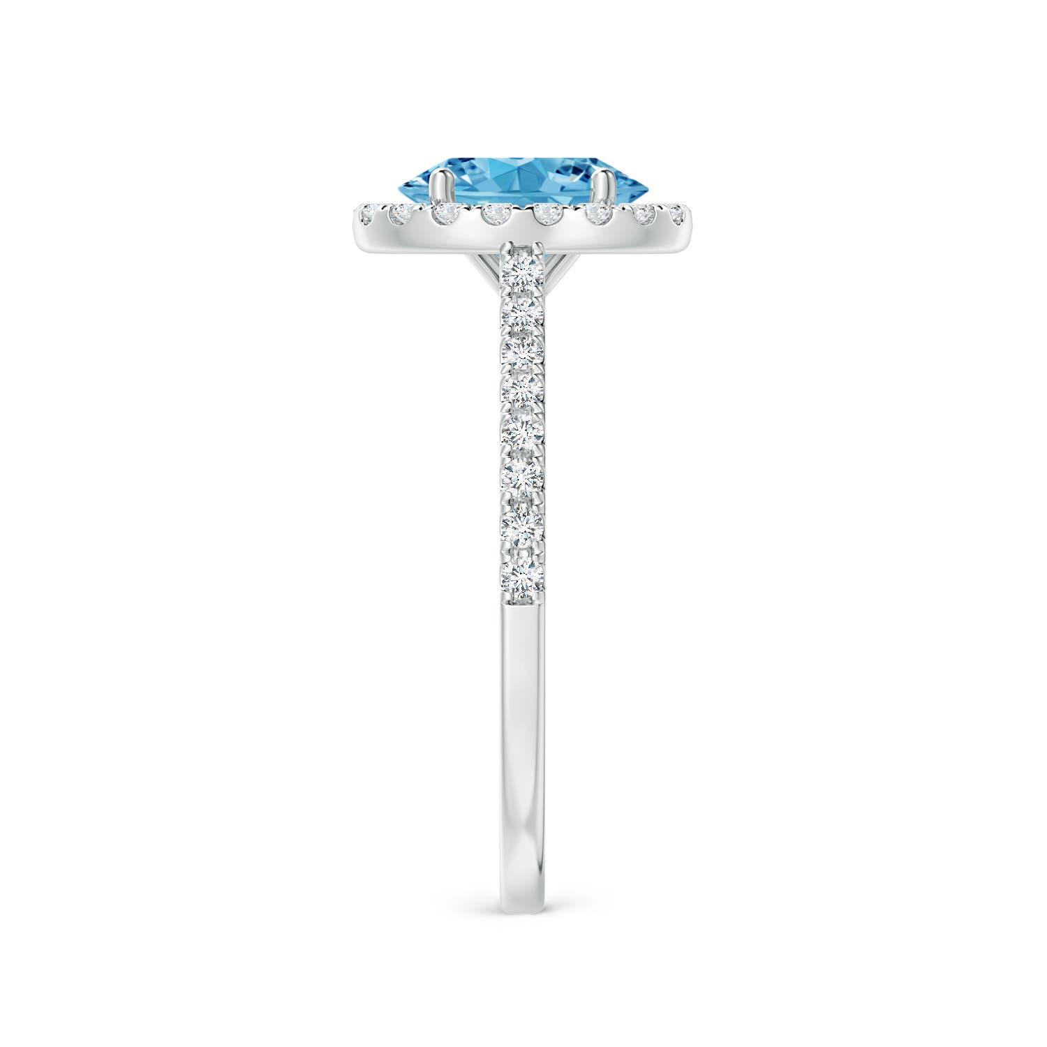 Prong-Set Oval Lab-Grown Fancy Intense Blue Diamond Halo Ring with Accents