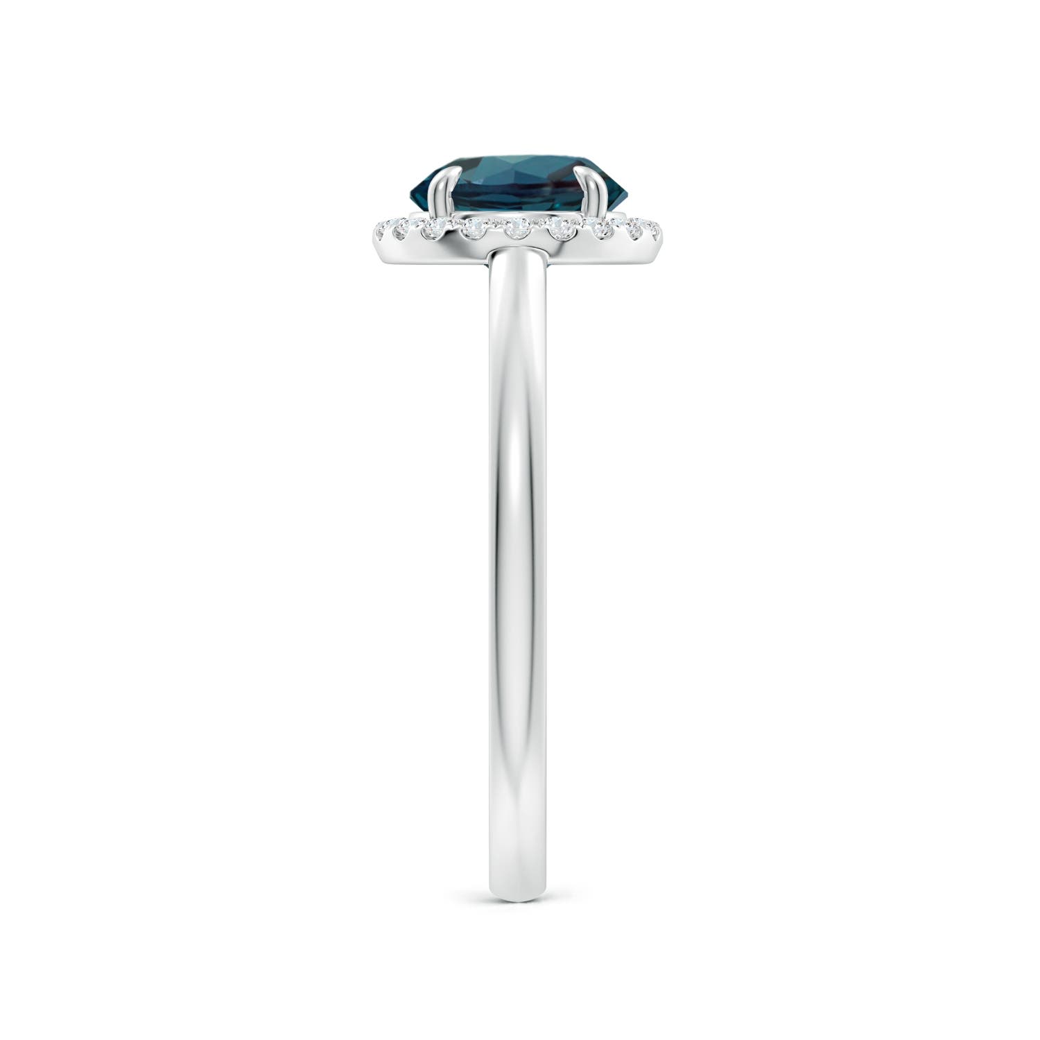 Round Lab-Grown Alexandrite Cathedral Ring with Diamond Halo