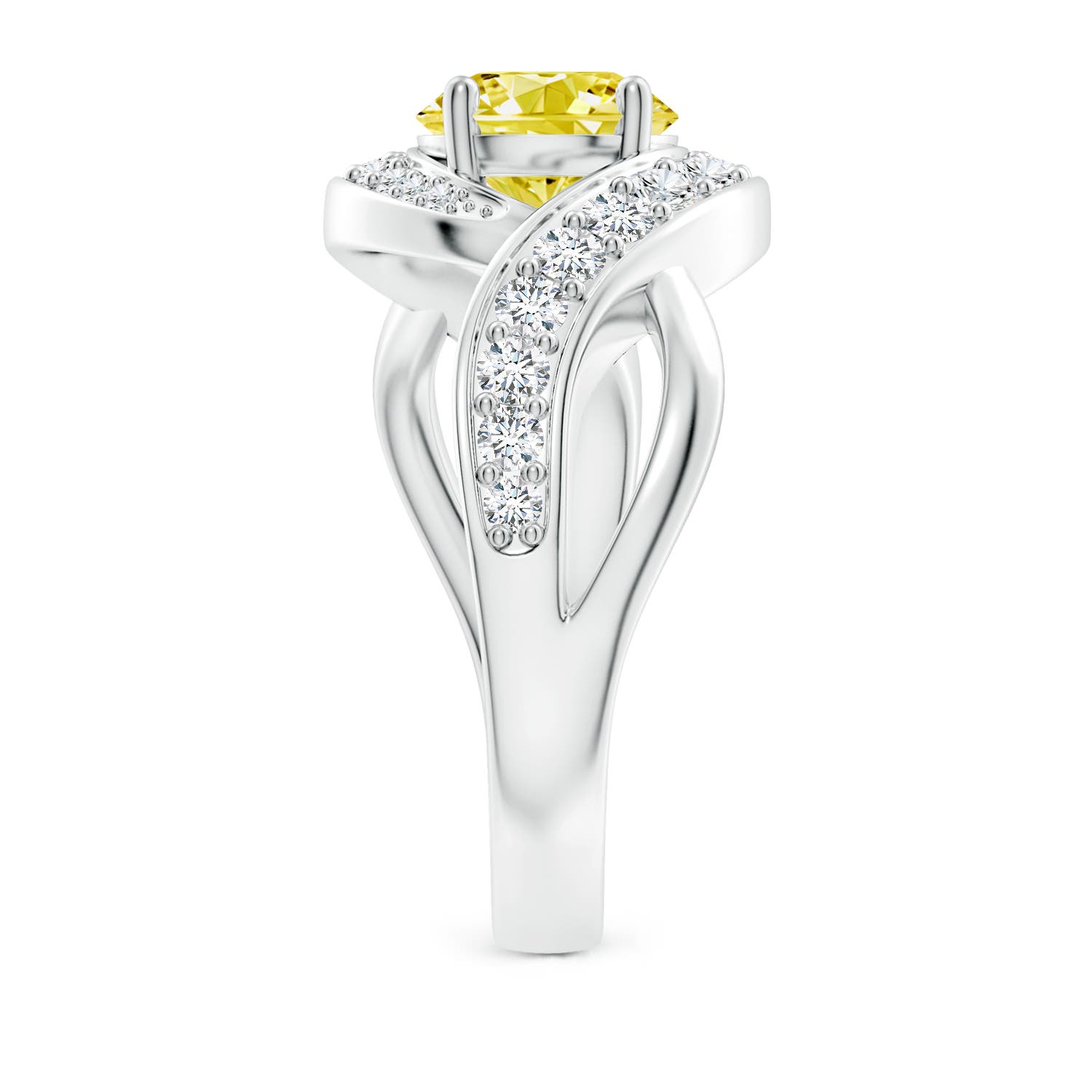 Solitaire Round Lab-Grown Fancy Intense Yellow Diamond Infinity Promise Ring