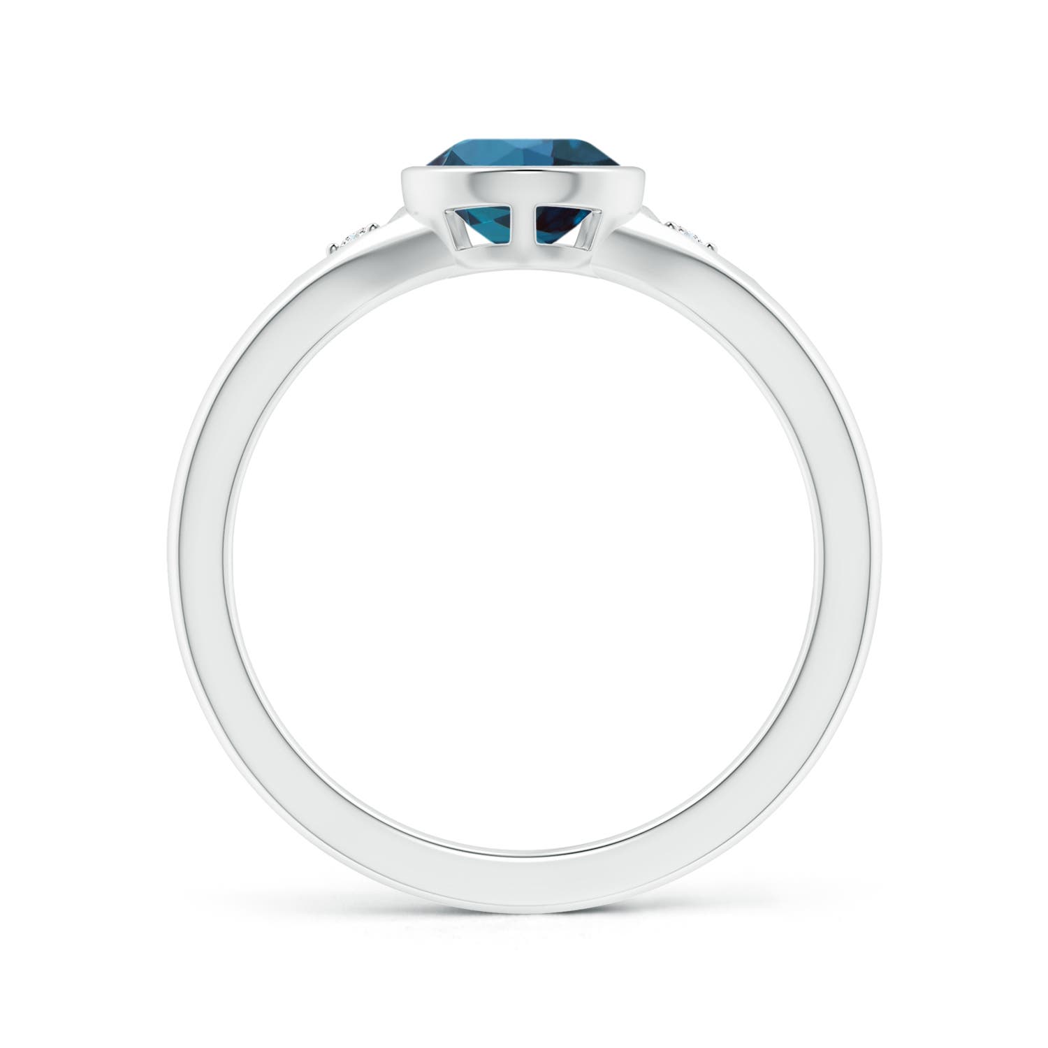 Bezel-Set Pear-Shaped Lab-Grown Alexandrite Ring with Diamonds