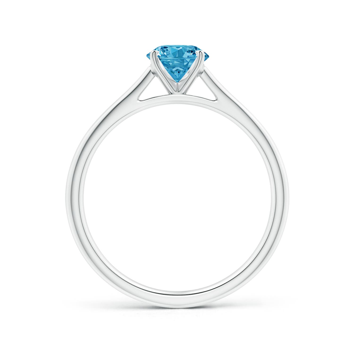 Round Lab-Grown Fancy Intense Blue Diamond Tapered Cathedral Solitaire ...