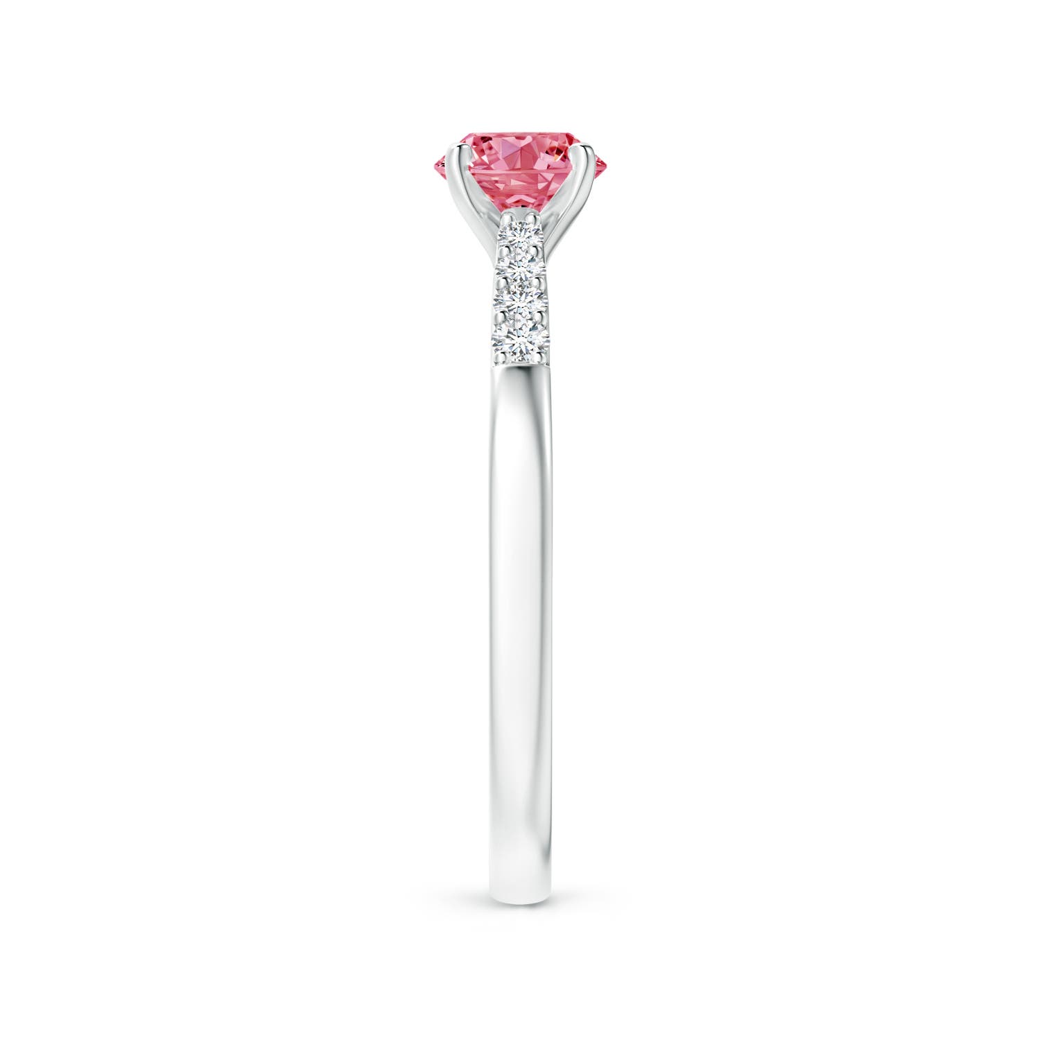 Solitaire Lab-Grown Fancy Intense Pink Diamond Tapered Shank Engagement ...