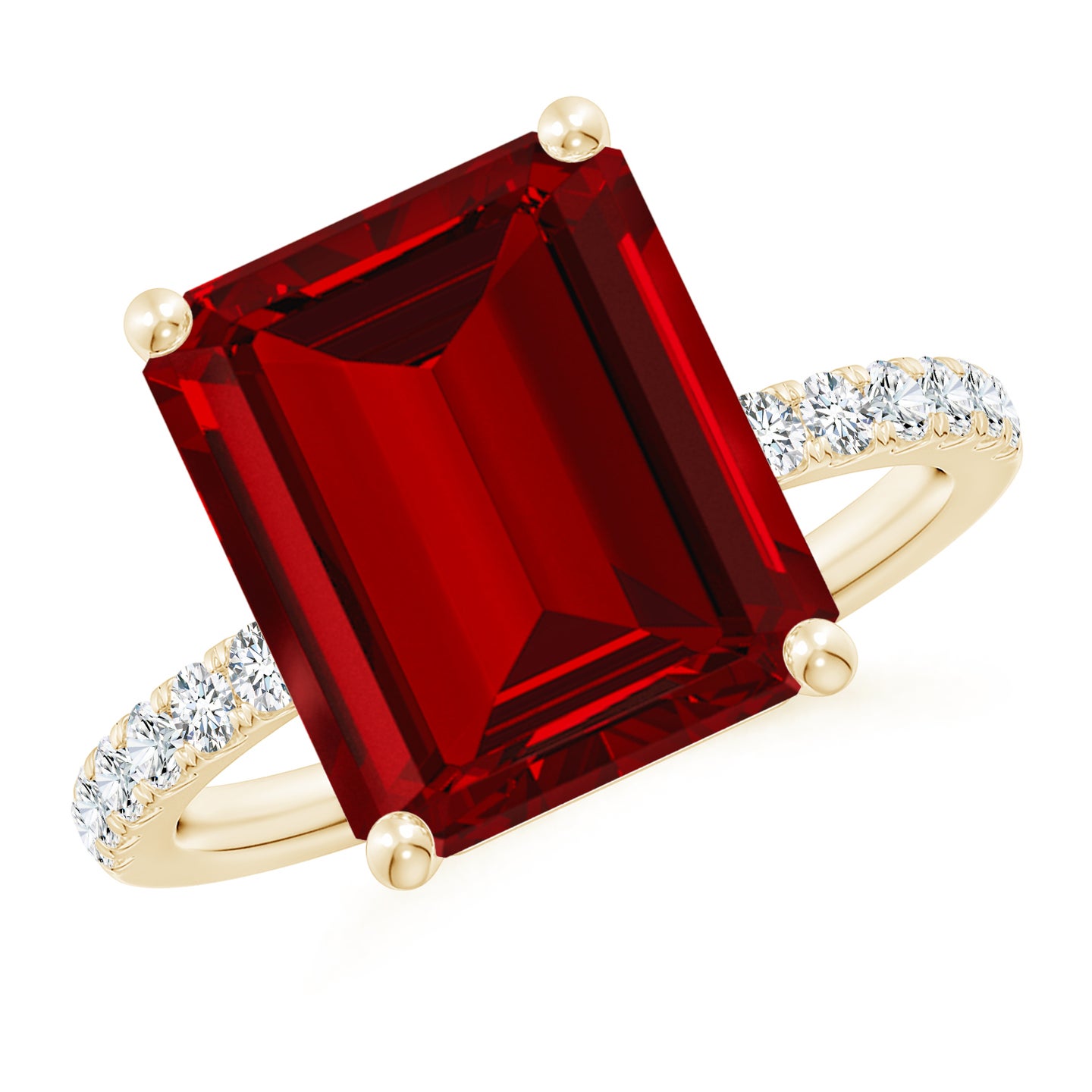 Engagement Lab Grown Ruby Jewelry Lab-Grown Ruby Trilogy Ring (Solid gold)