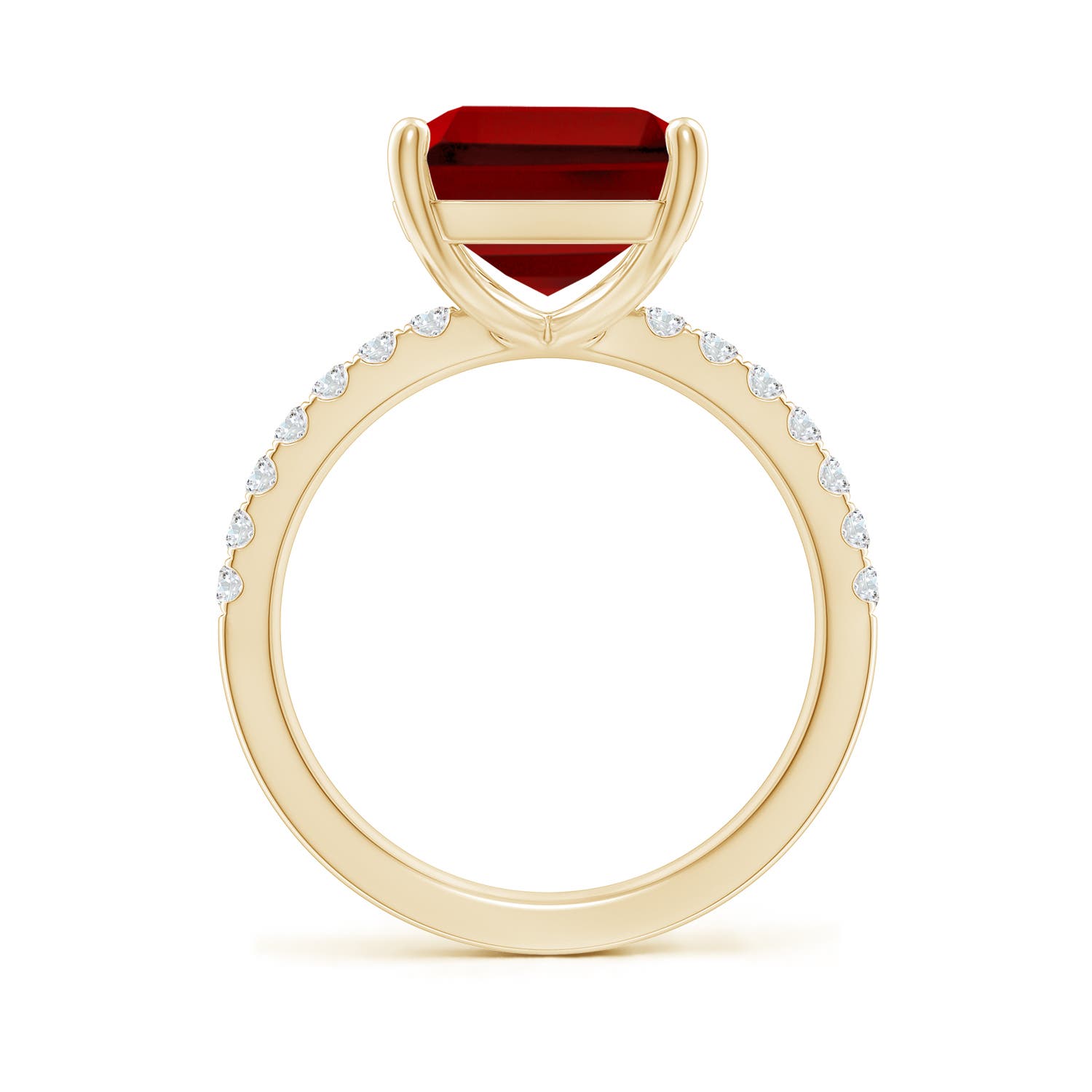 Lab-Grown Emerald-Cut Ruby Engagement Ring with Lab Diamonds