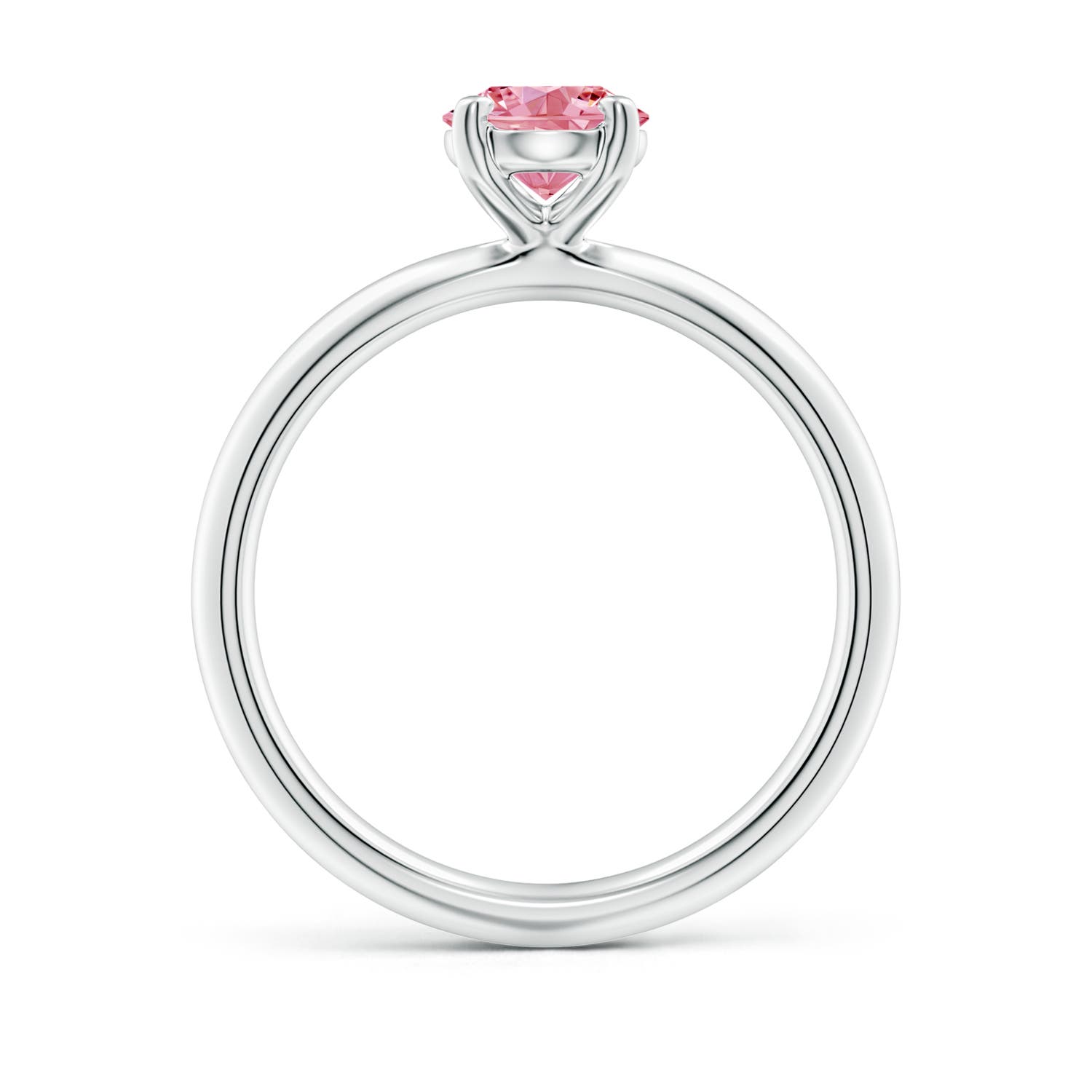 Oval Lab-Grown Fancy Intense Pink Diamond Solitaire Knife-Edge Shank ...