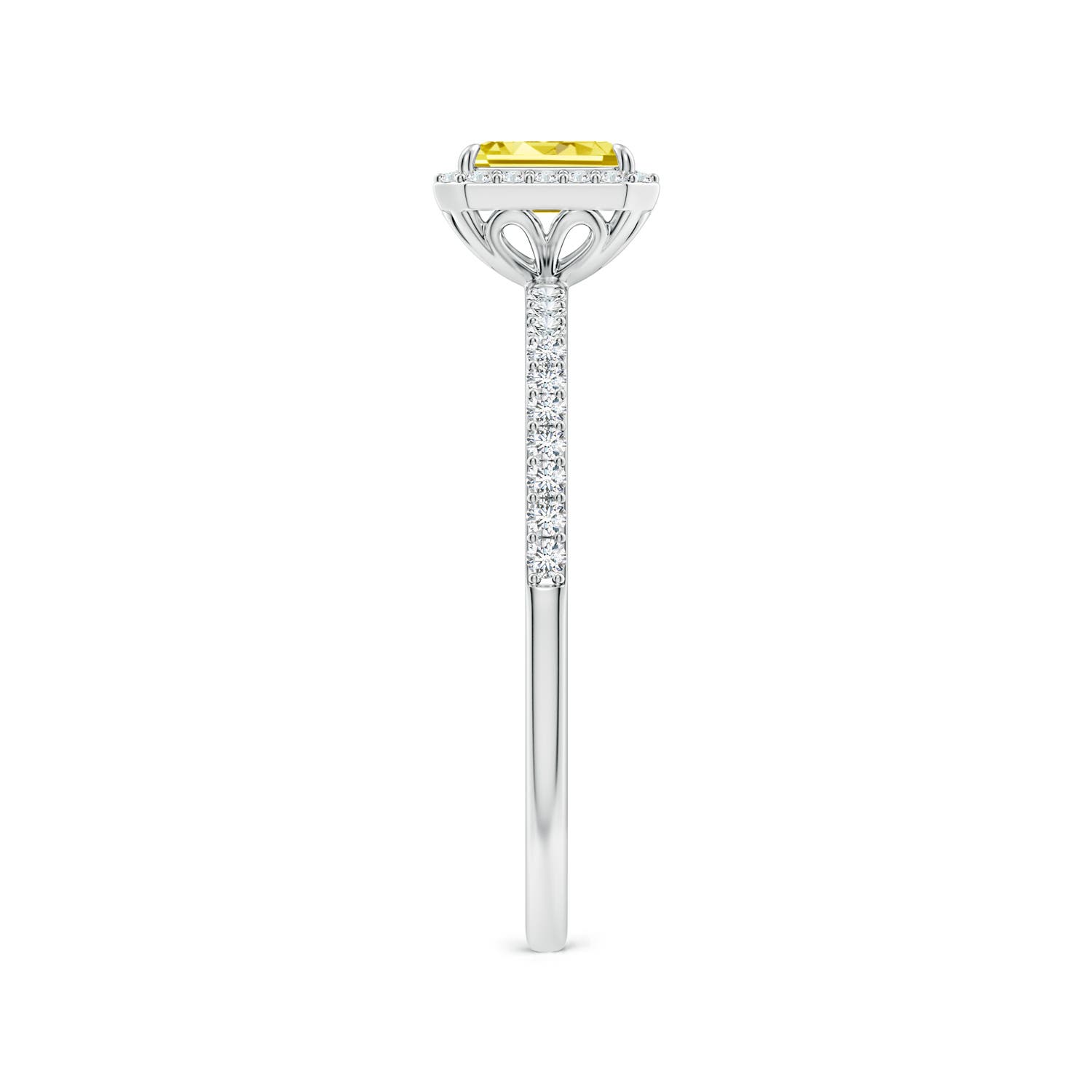 Emerald-Cut Lab-Grown Fancy Intense Yellow Diamond Halo Engagement Ring