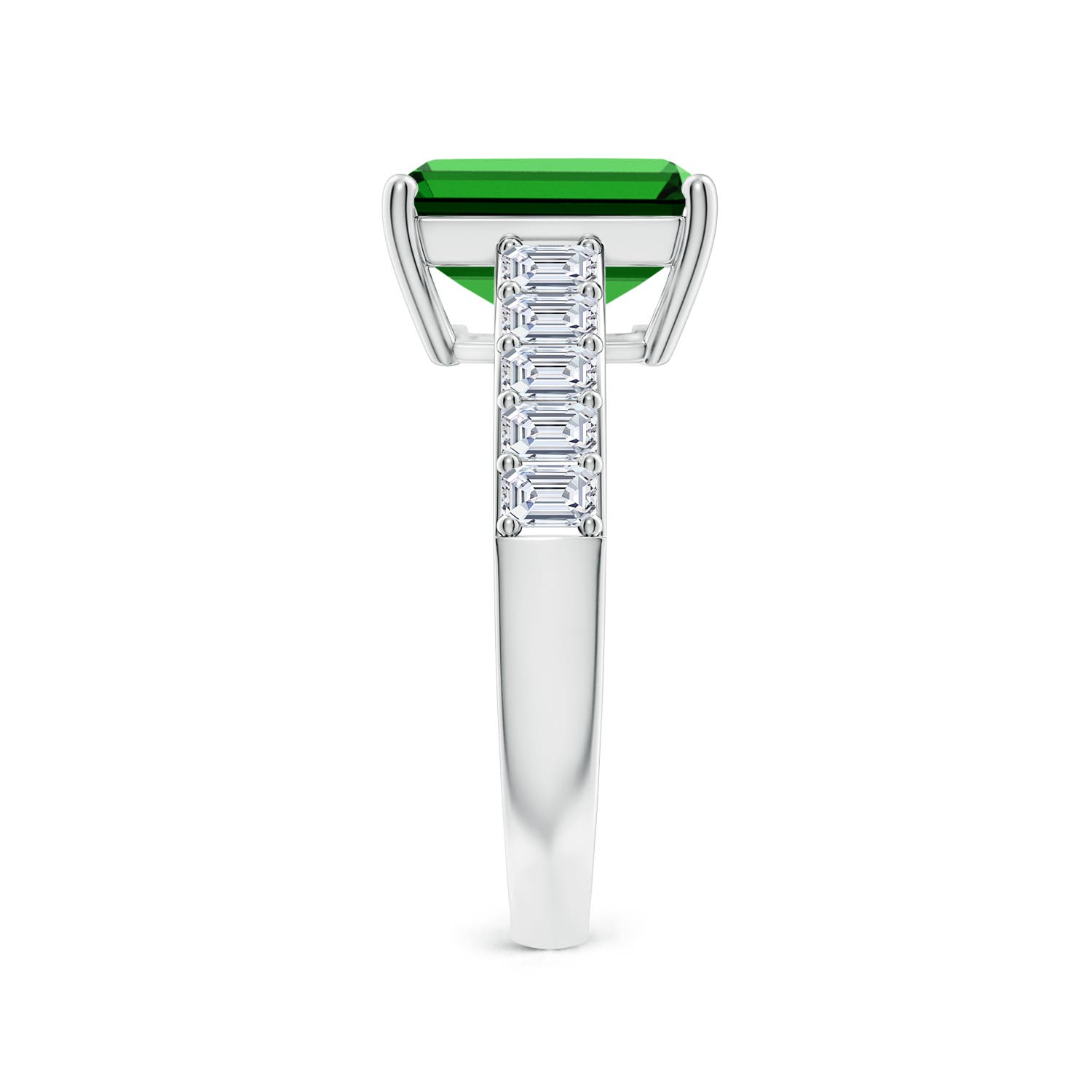 Lab-Grown Emerald-Cut Emerald Ring with Diamond Accents