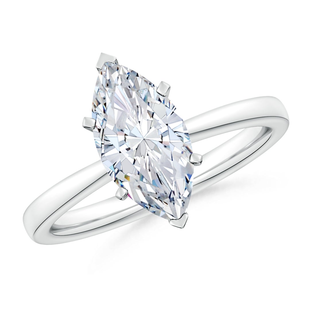 Lab-Grown Marquise Diamond Reverse Tapered Shank Solitaire Engagement Ring