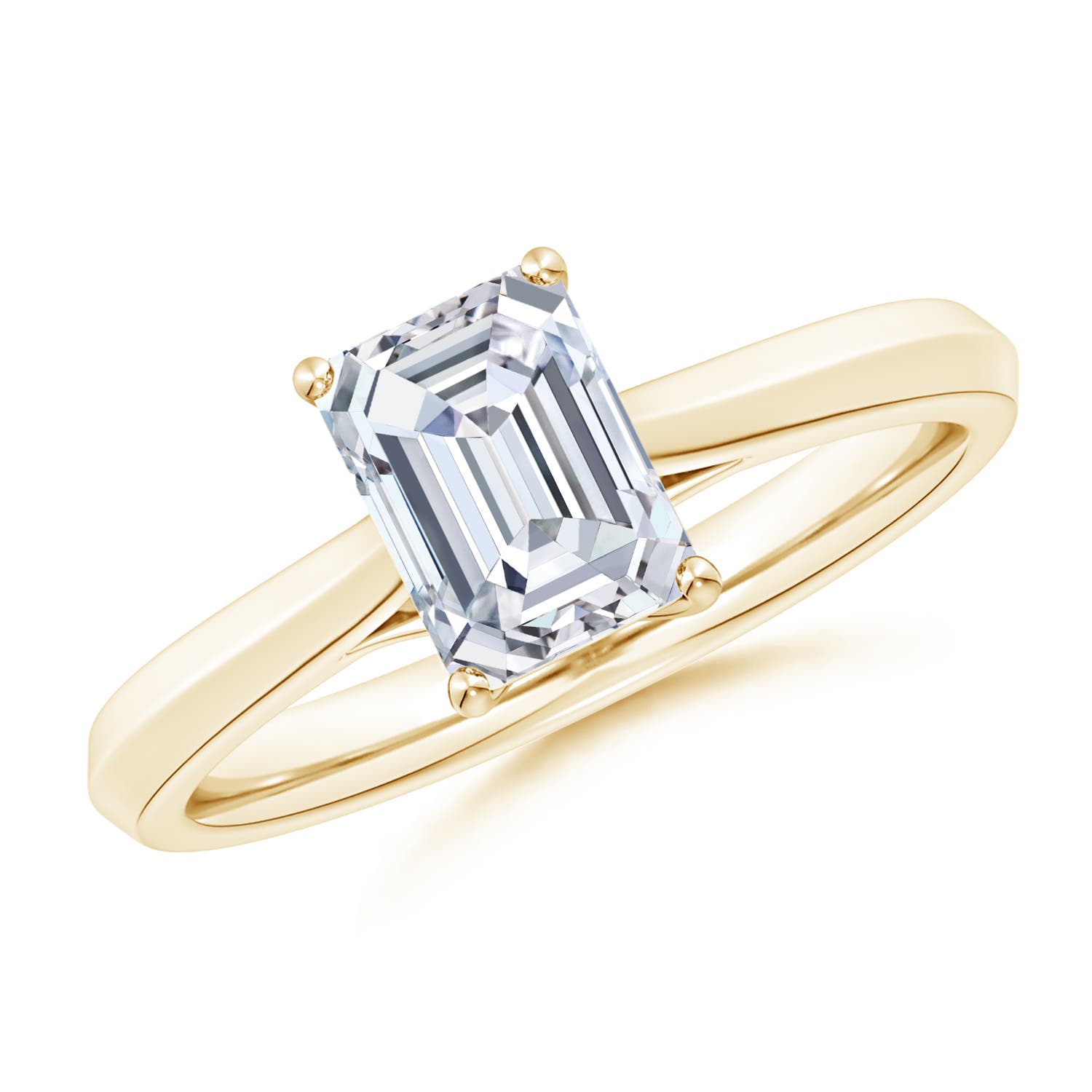 Lab-Grown Emerald-Cut Diamond Knife-Edge Shank Trellis Engagement Ring