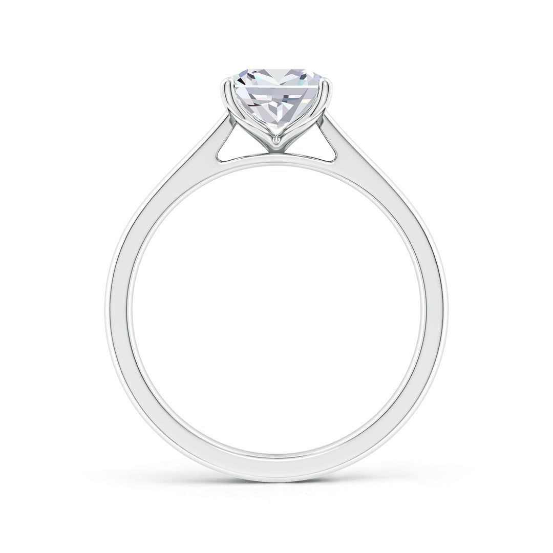 Lab-Grown Cushion Rectangular Diamond Reverse Tapered Shank Cathedral ...