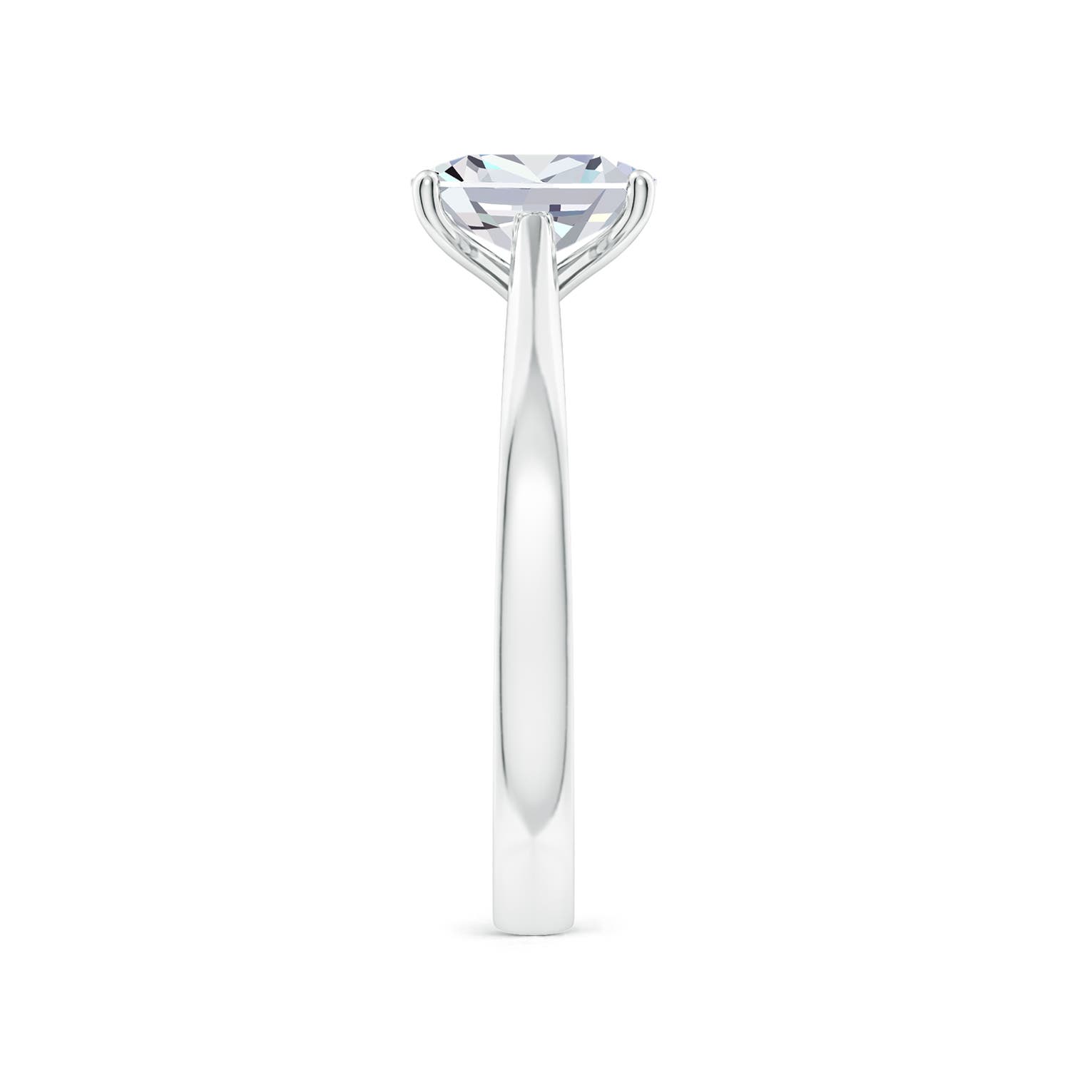 Lab-Grown Cushion Rectangular Diamond Reverse Tapered Shank Cathedral ...