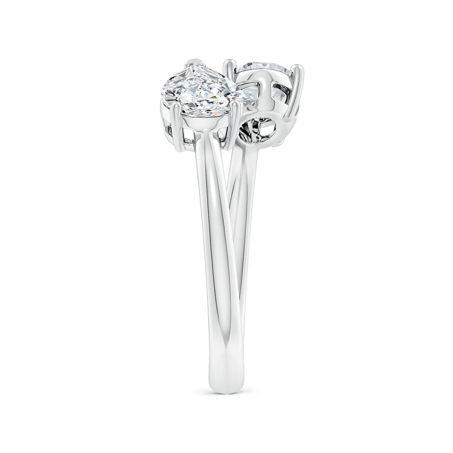 Lab-Grown Oval & Pear Diamond Two-Stone Open Engagement Ring