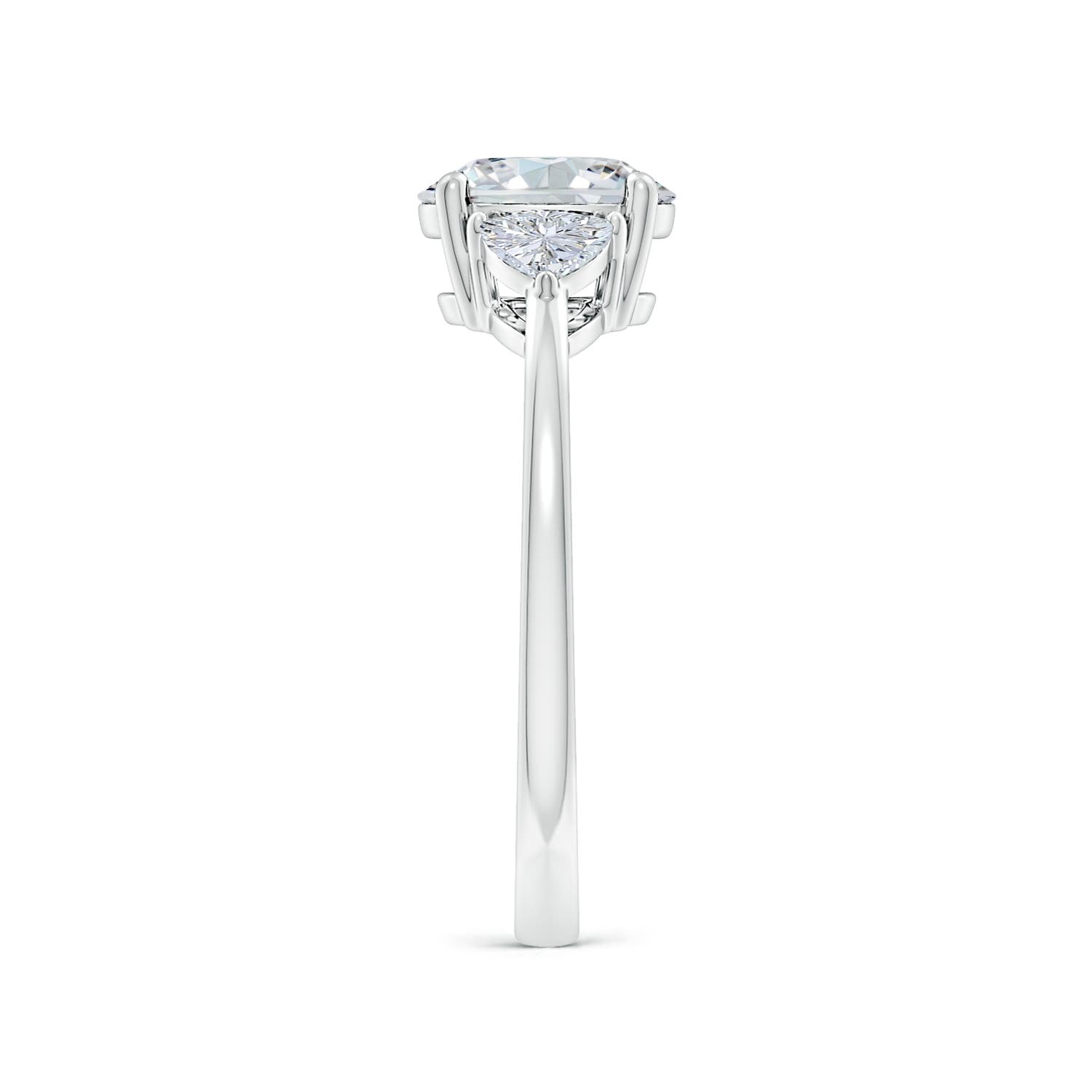 Lab-Grown Oval and Trillion Diamond Three Stone Reverse Tapered Shank ...