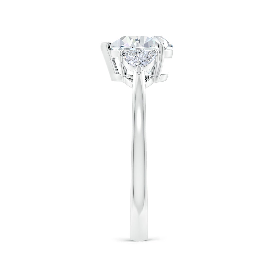Lab-Grown Pear and Trillion Diamond Three Stone Reverse Tapered Shank ...