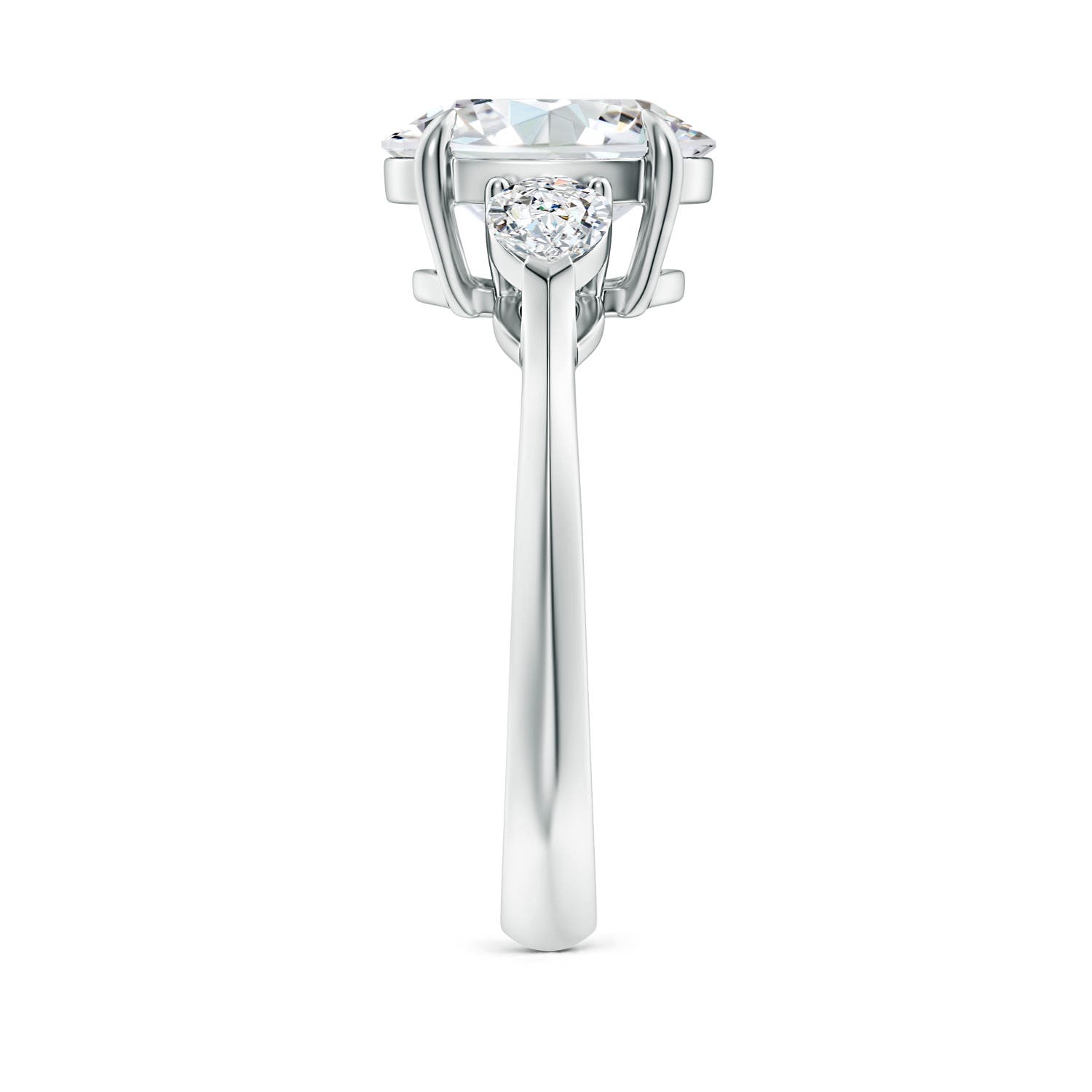 Lab-Grown Oval Diamond and Pear Diamond Three Stone Engagement Ring