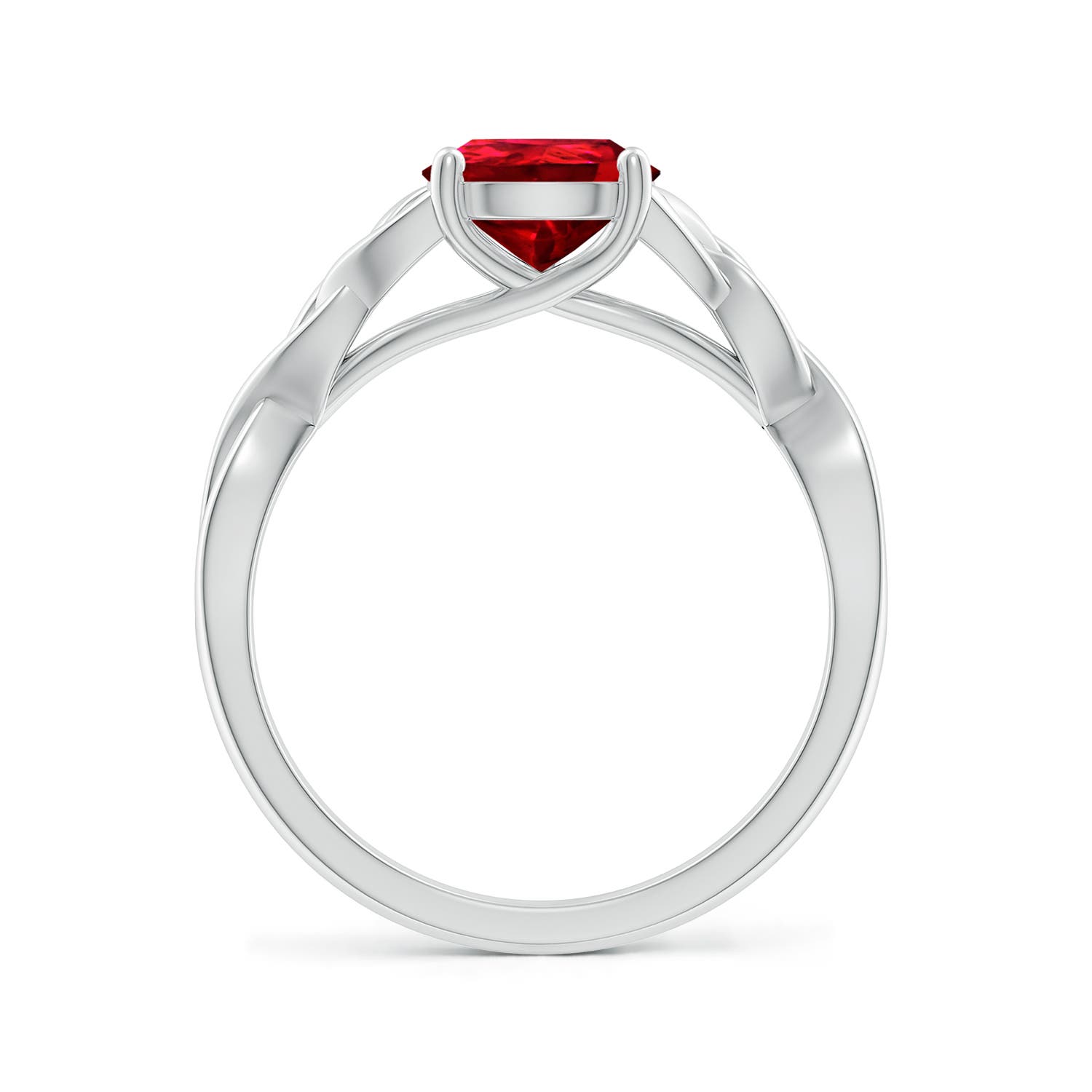 Lab-Grown Pear-Shaped Ruby Celtic Knot Engagement Ring