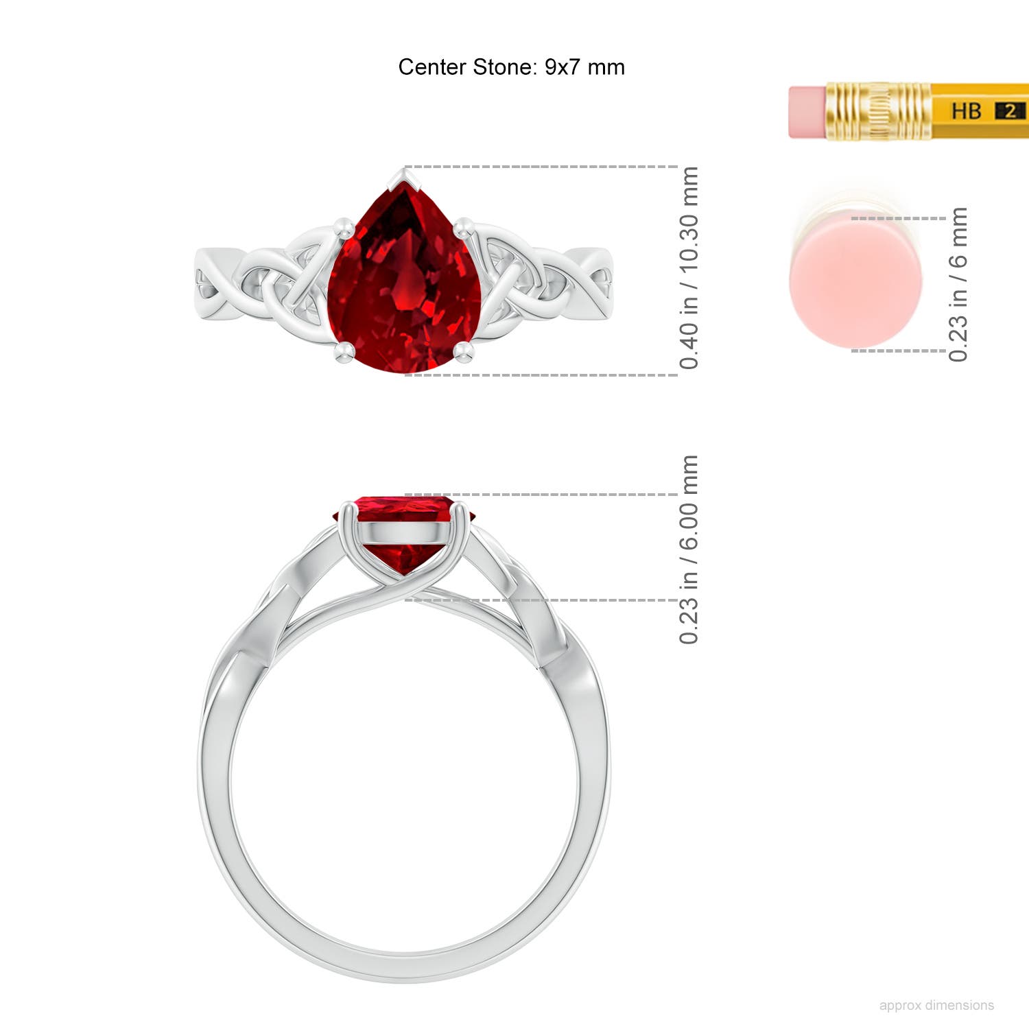 Lab-Grown Pear-Shaped Ruby Celtic Knot Engagement Ring