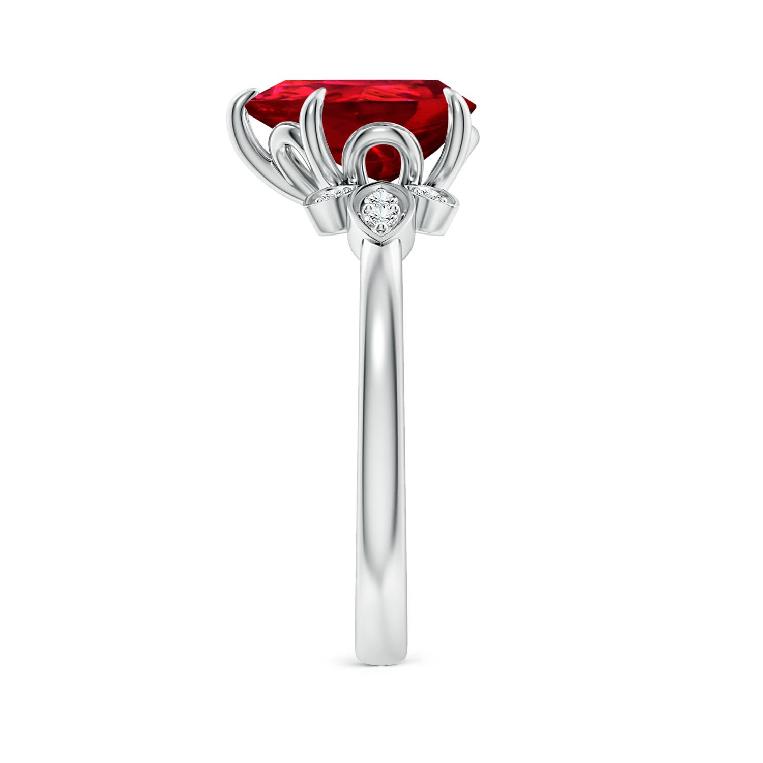 Lab-Grown Nature-Inspired Pear-Shaped Ruby Engagement Ring