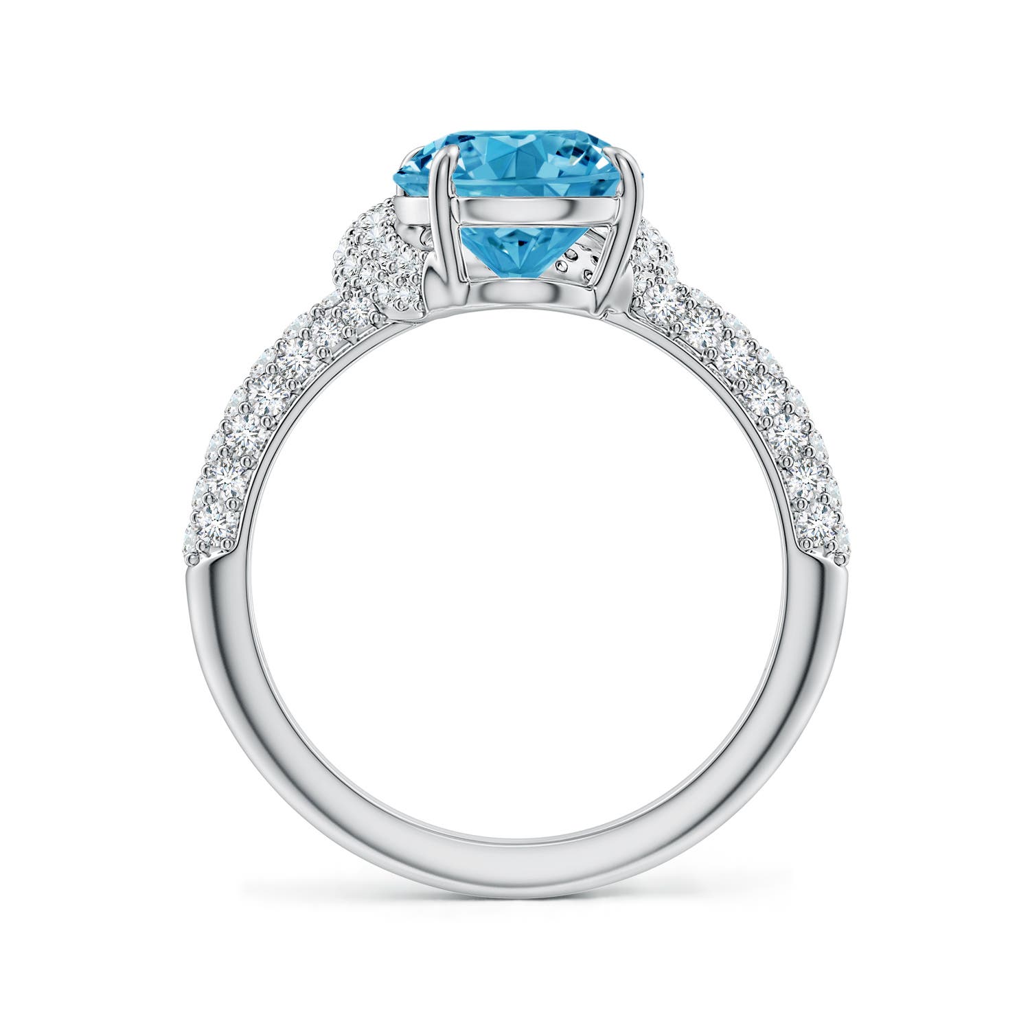 Round Lab-Grown Fancy Intense Blue Diamond Engagement Ring with Offset Halo