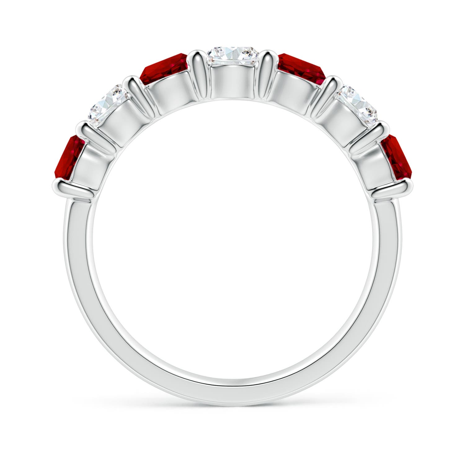 Lab-Grown Half Eternity Seven Stone Ruby and Lab Diamond Wedding Ring