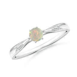 Bezel Set Round Opal Stackable Ring | Angara