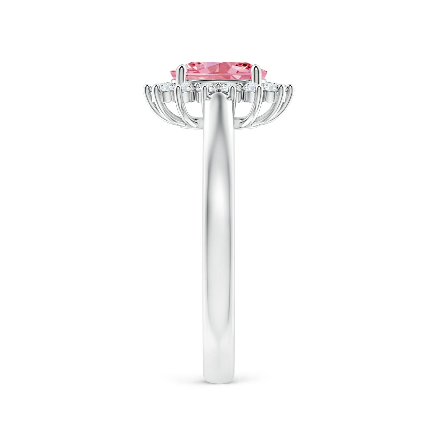 Princess Diana Inspired Fancy Intense Pink Diamond Ring with Halo