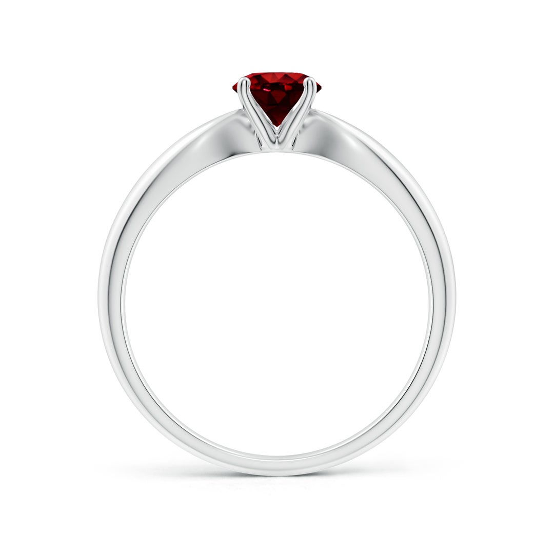 Lab-Grown Solitaire Round Ruby Tapered Shank Engagement Ring