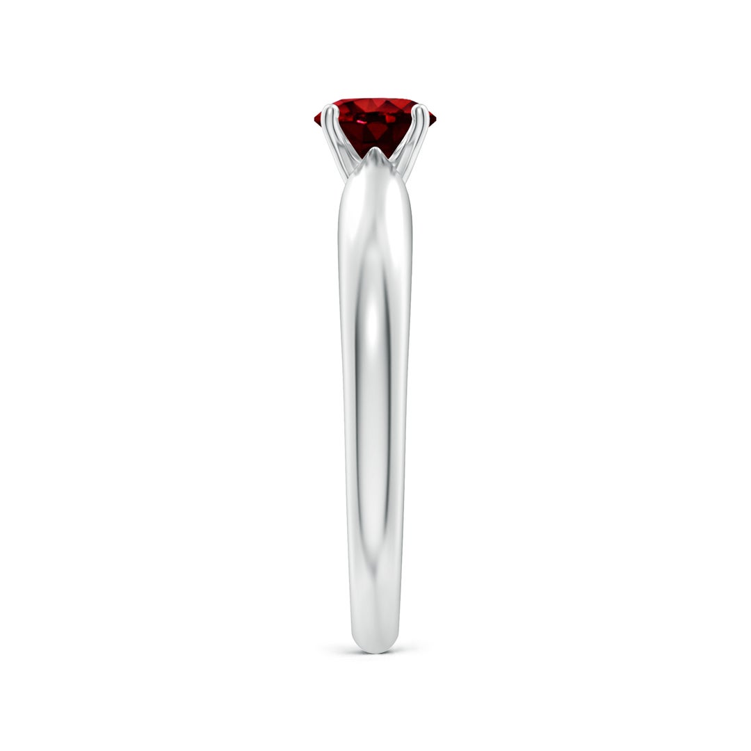 Lab-Grown Solitaire Round Ruby Tapered Shank Engagement Ring