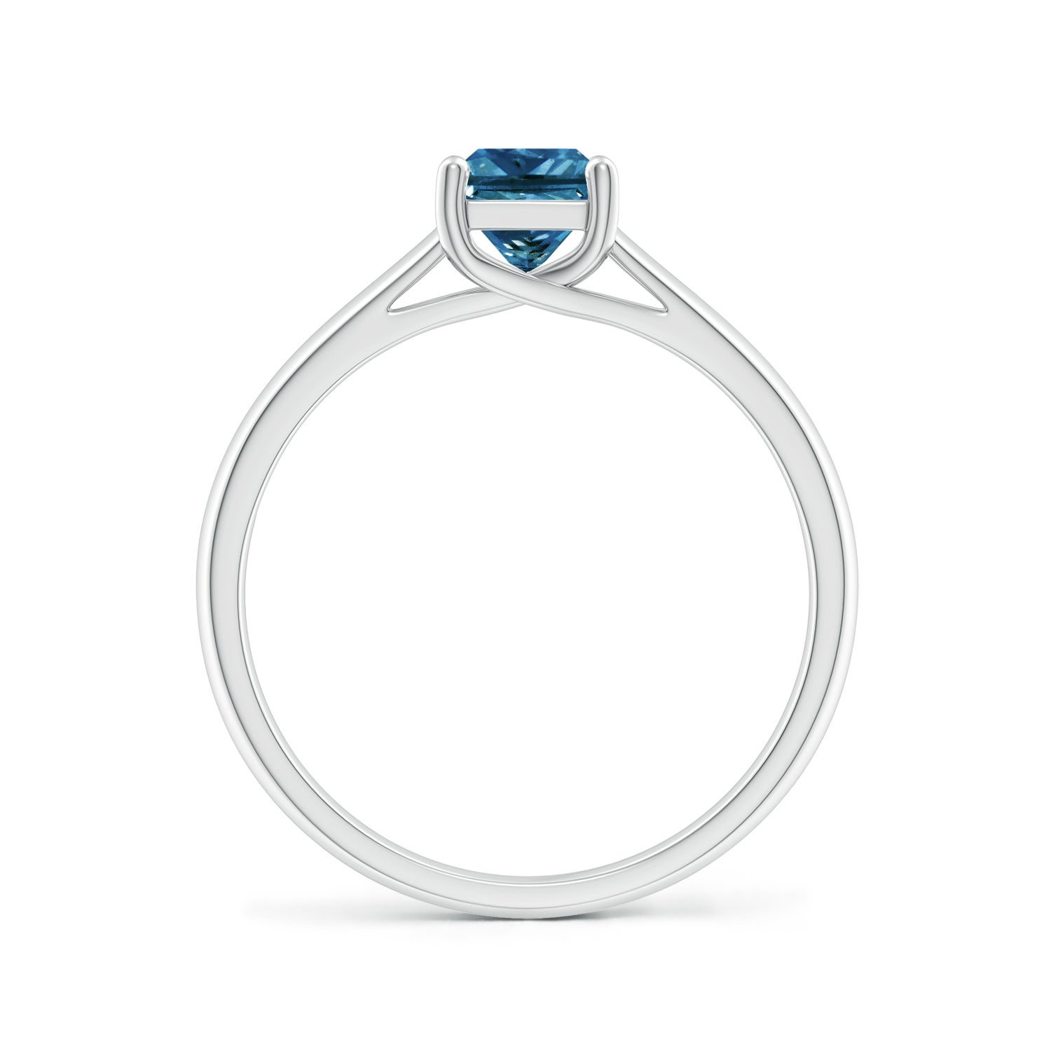 Princess-Cut Enhanced Blue Diamond Solitaire Engagement Ring
