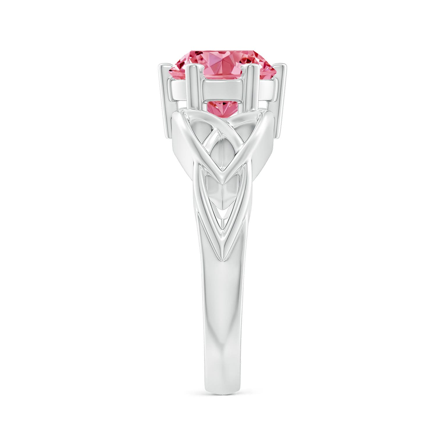 Solitaire Round Fancy Intense Pink Diamond Celtic Knot Engagement Ring