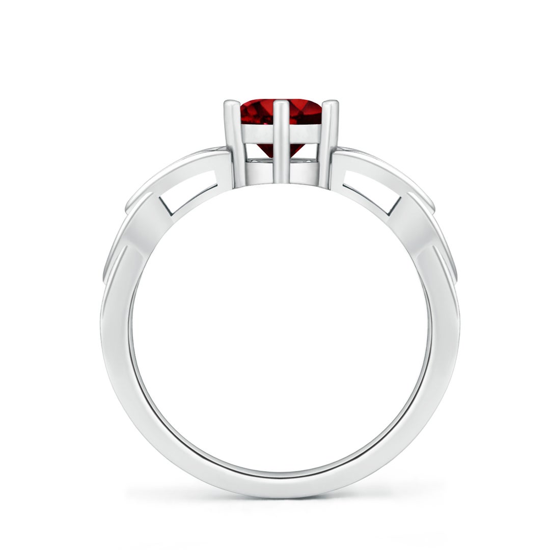 Solitaire Round Ruby Celtic Knot Engagement Ring