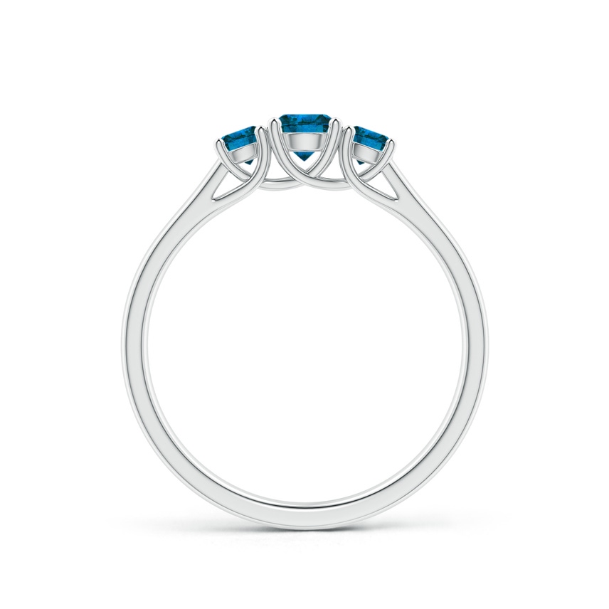 Three Stone Round Blue Diamond Engagement Ring | Angara