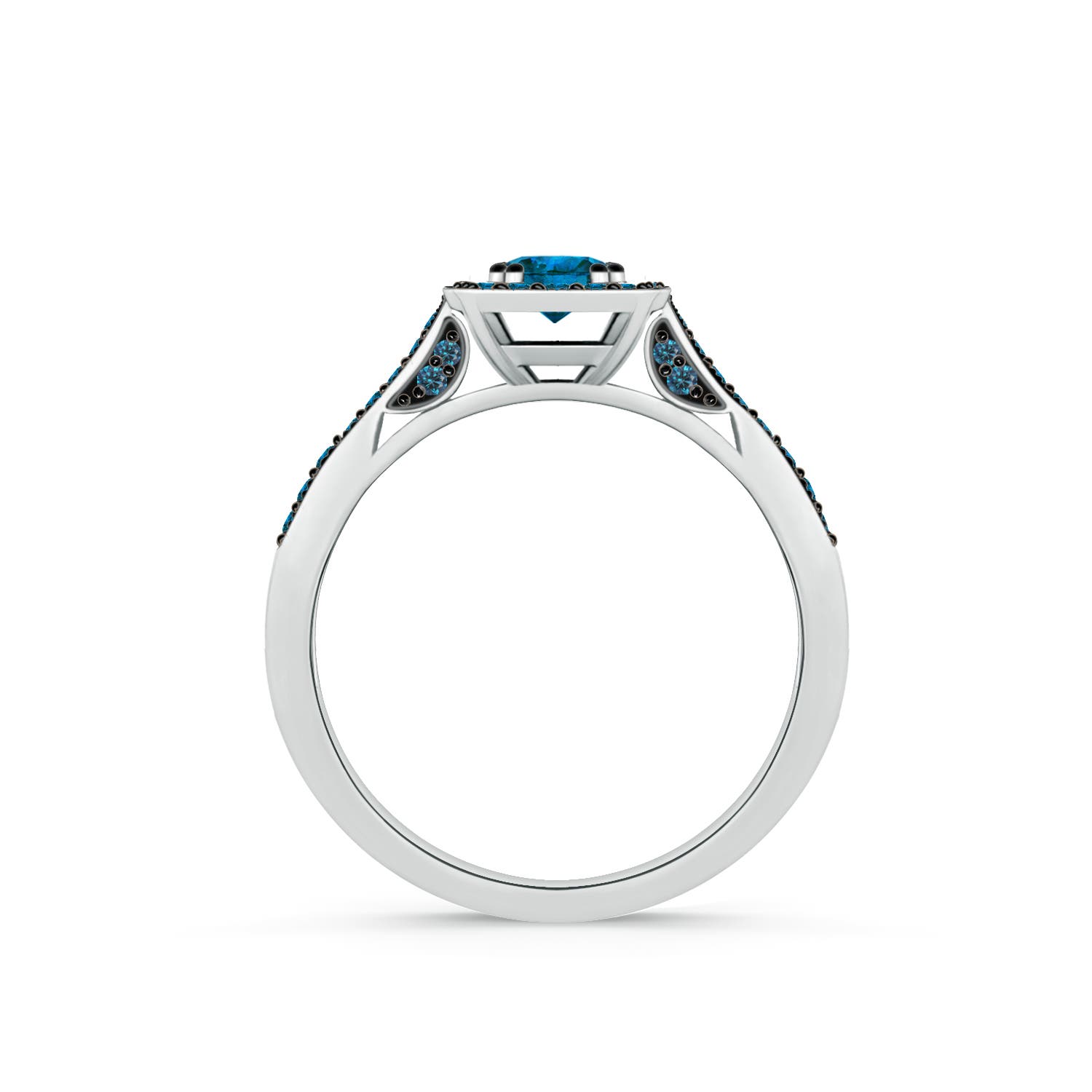 Angara Natural Round Enhanced Blue Diamond Ring in 14K White Gold (4 ...