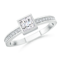 Princess Diamond Solitaire Parallel Split Shank Ring in 18K White Gold ...
