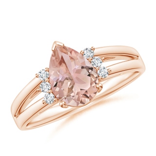 Oval Morganite Infinity Ring with Diamond Halo | Angara