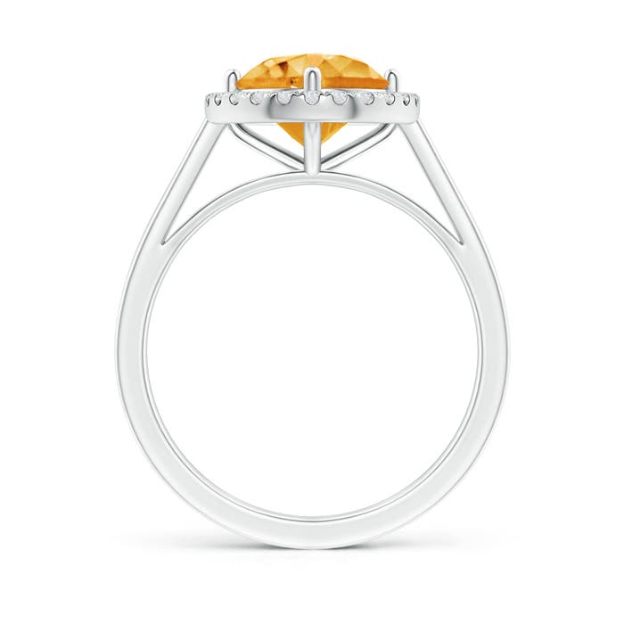 Floating Round Citrine Ring with Diamond Halo