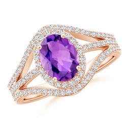GIA Certified Flat Prong-Set Oval Amethyst Solitaire Ring