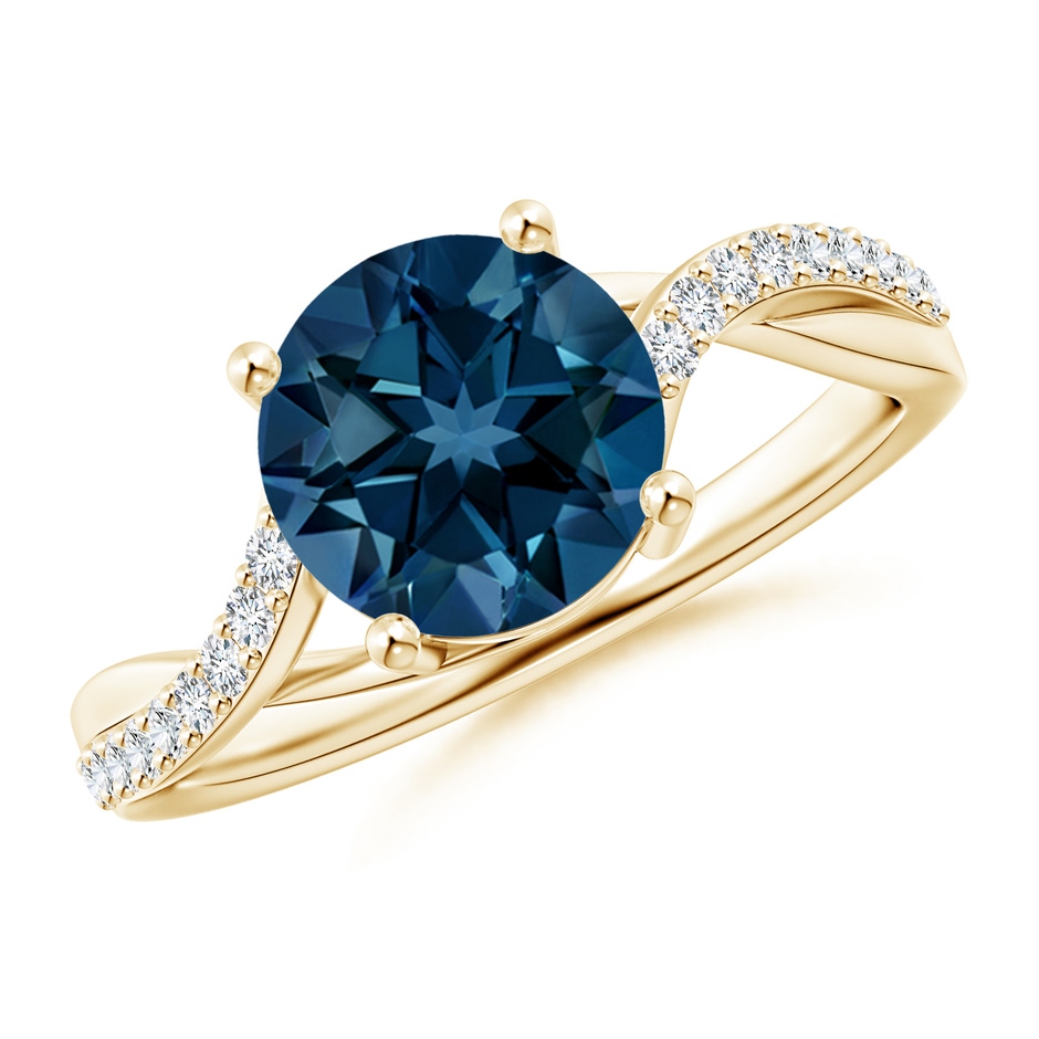 Solitaire London Blue Topaz Twisted Split Shank Ring | Angara