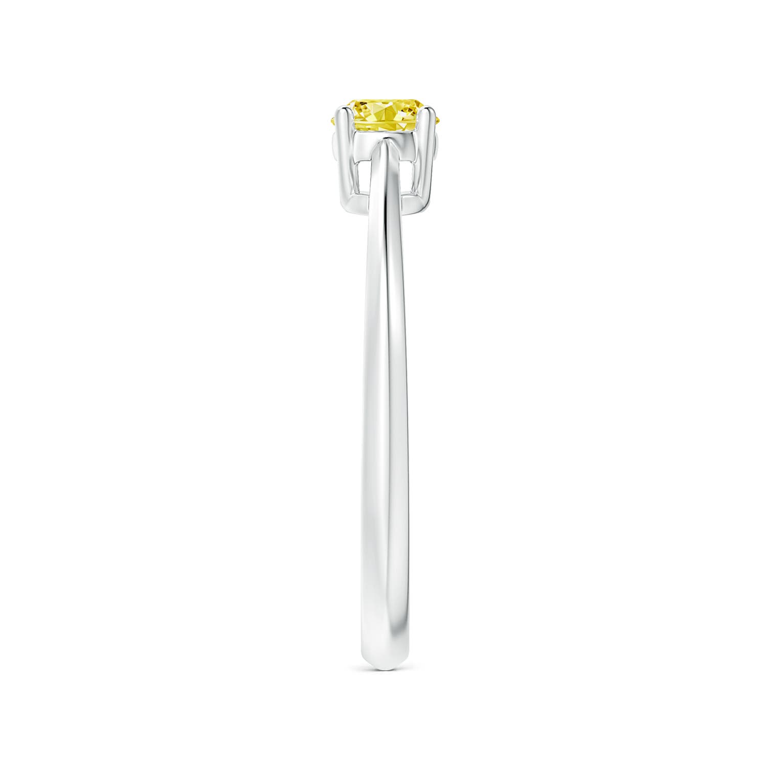 Knife-Edged Classic Round Fancy Intense Yellow Diamond Solitaire ...