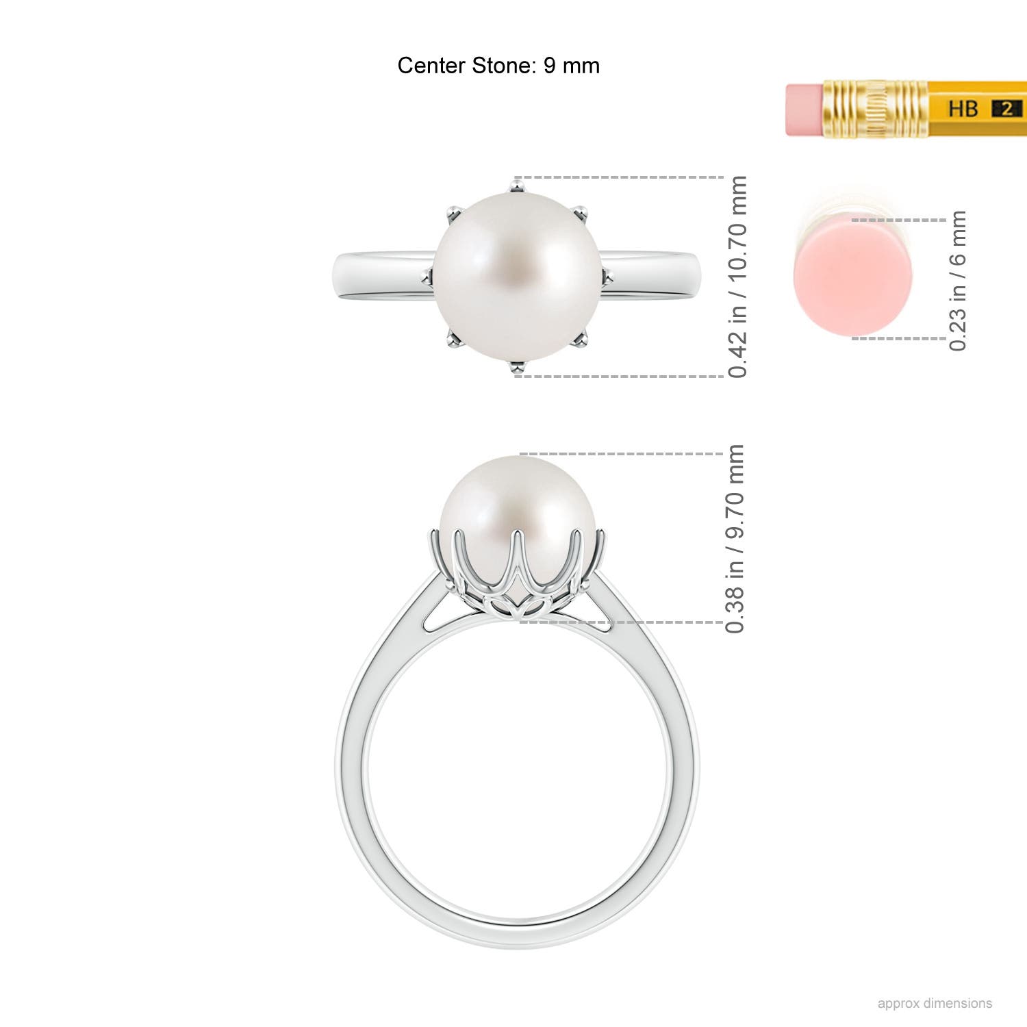 ANGARA South Sea Pearl Solitaire Crown Ring 14K Solid Gold (AAA, 9mm) | eBay