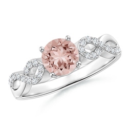 Solitaire Round Morganite Infinity Ring with Diamond Accents | Angara