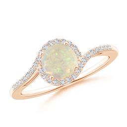 Bezel Set Round Opal Stackable Ring | Angara