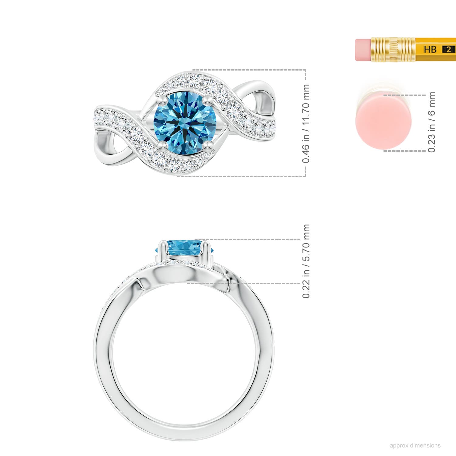 Solitaire Round Fancy Intense Blue Diamond Infinity Promise Ring