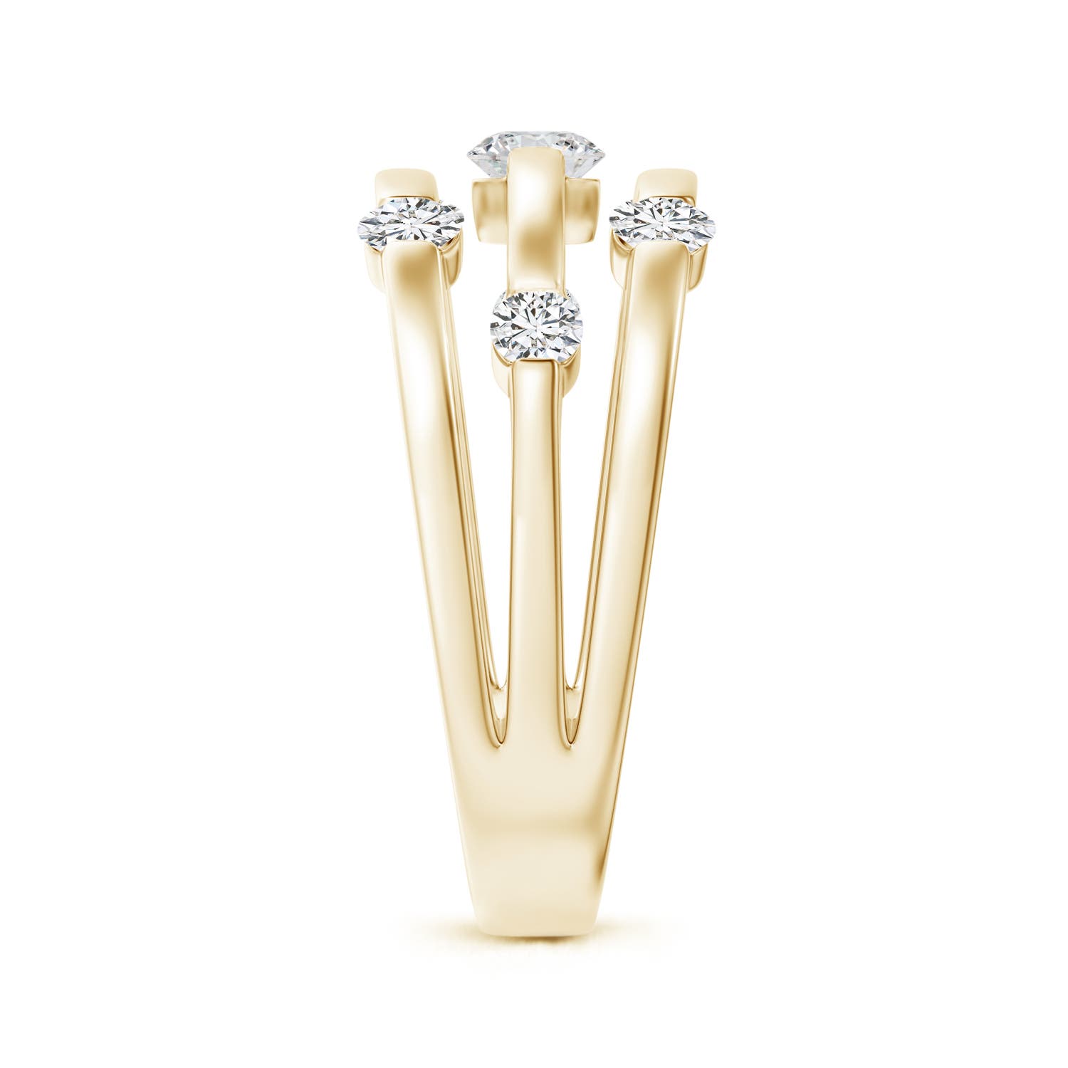 ANGARA Natural 0.76 Ct Triple Row Dotted Diamond Orbit Ring in 14K ...