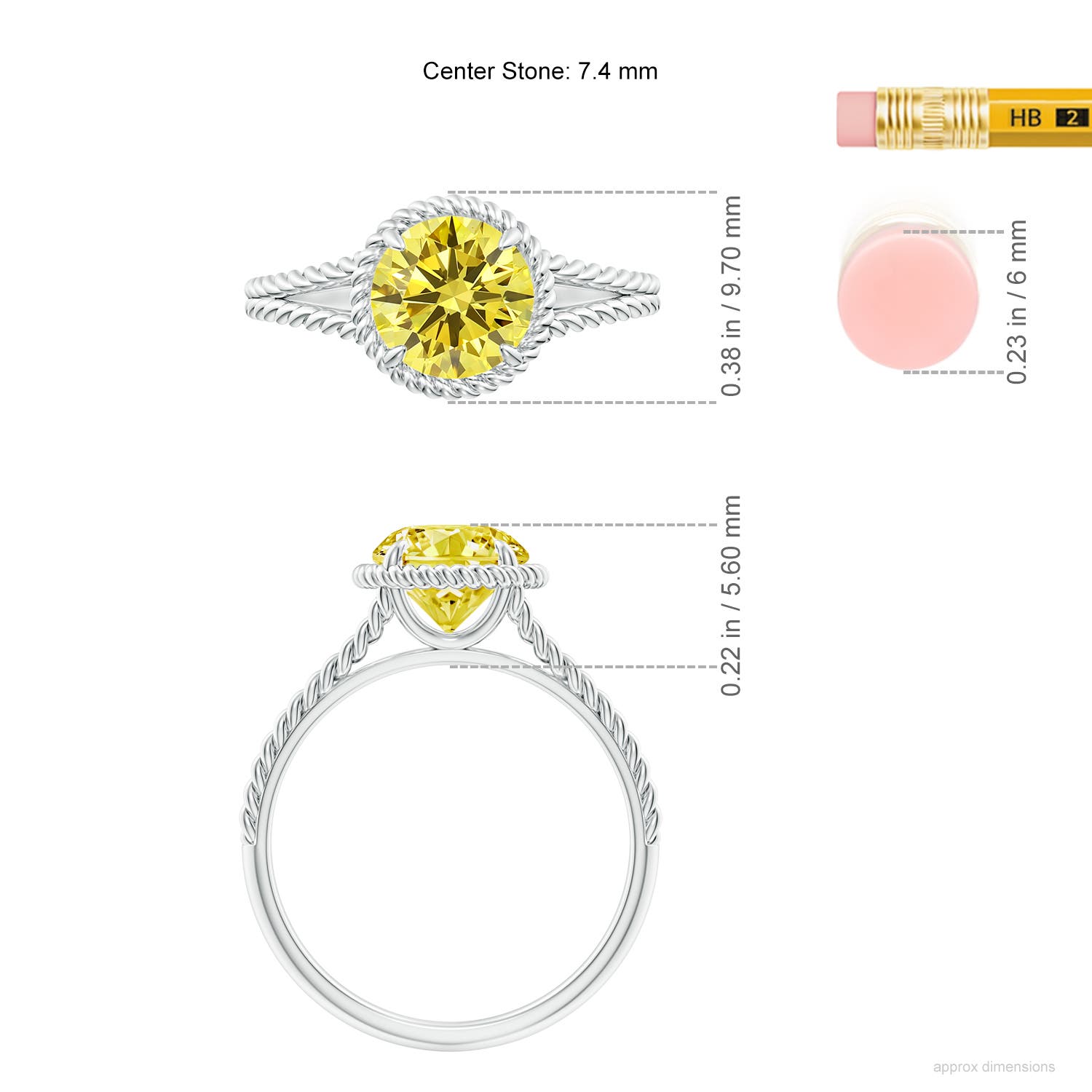 Fancy Intense Yellow Diamond Twist Rope Split Shank Ring