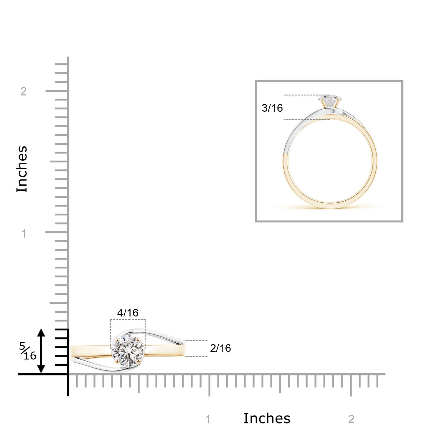 ANGARA Diamond Split Bypass Two Tone Ring in 14K Gold (Grade-IJI1I2 ...