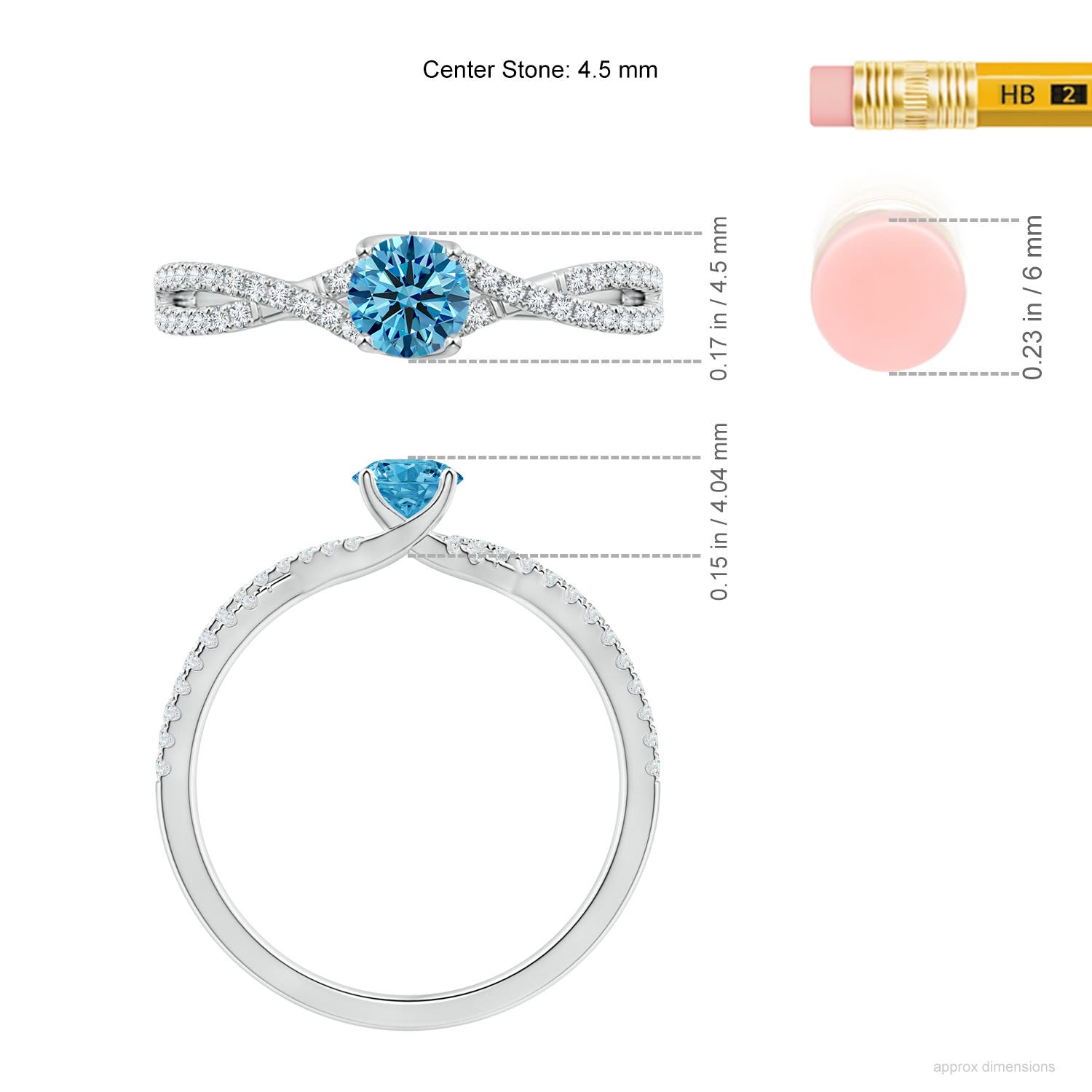Twist Shank Solitaire Round Fancy Intense Blue Diamond Engagement Ring