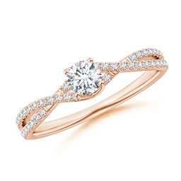 Slanted Five Stone Diamond Bypass Ring in Two Tone in 14K White & Rose ...