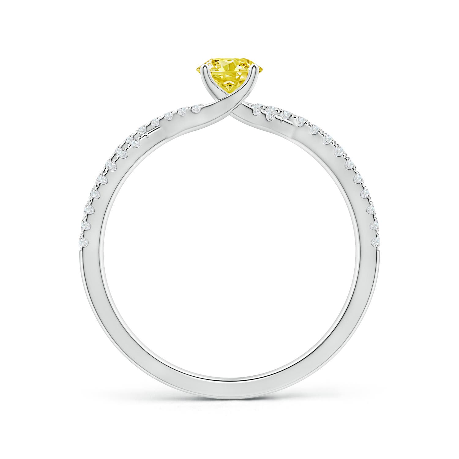 Twist Shank Solitaire Round Fancy Intense Yellow Diamond Engagement Ring